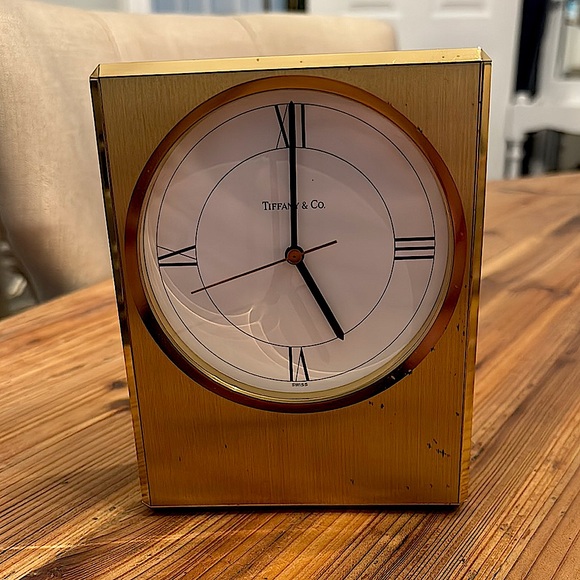 Tiffany & Co. | Wall Decor | Vintage Tiffany Co Gold Desk Shelf Clock ...